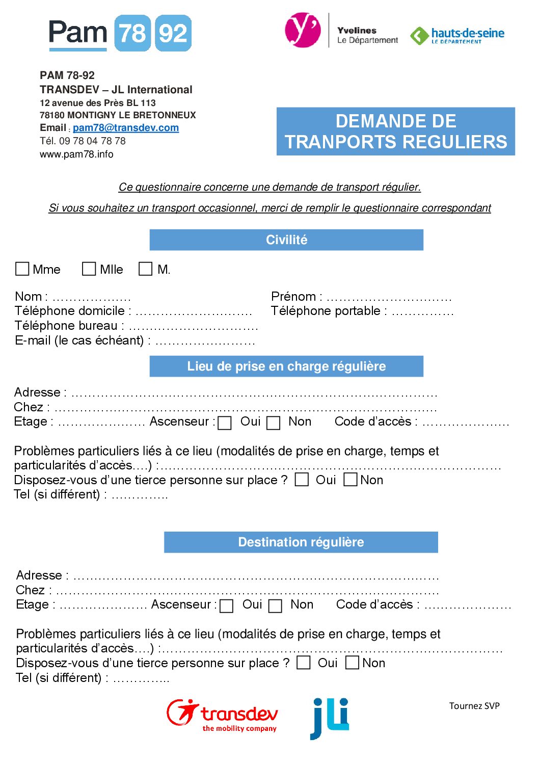 Demande de transports réguliers - Conseil départemental des Yvelines